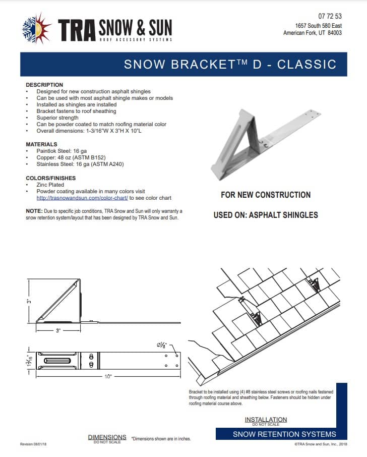 Snow Bracket™ D - Classic | TRA Snow & Sun