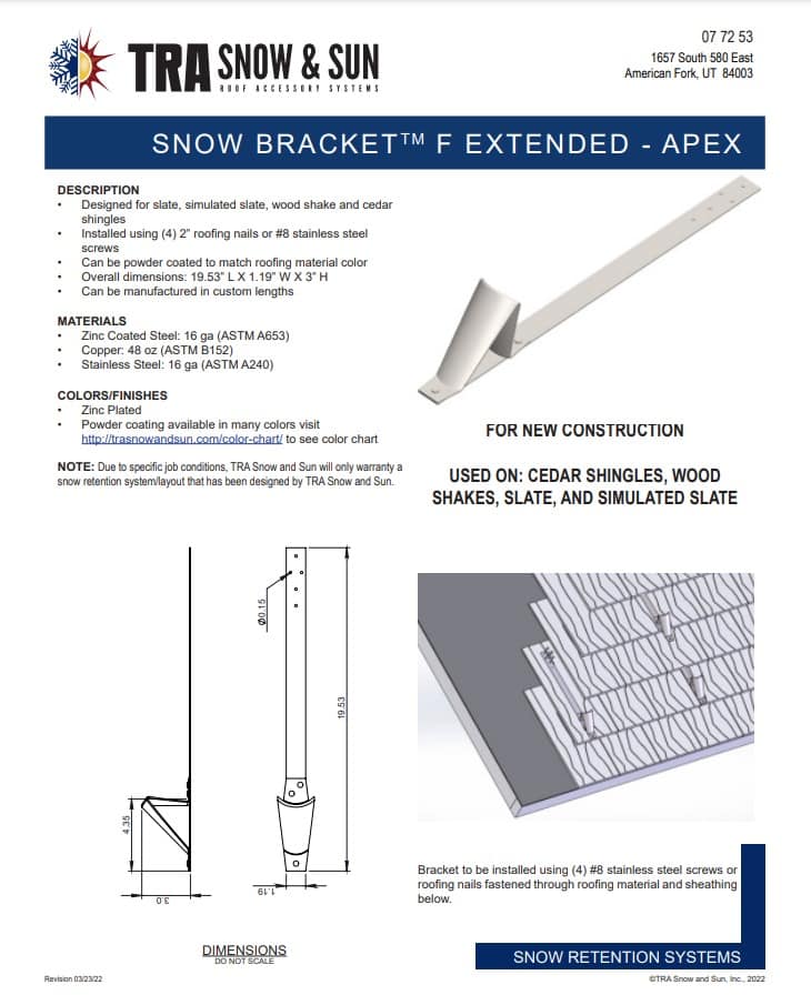 Snow Bracket™ F Extended-Apex | TRA Snow & Sun