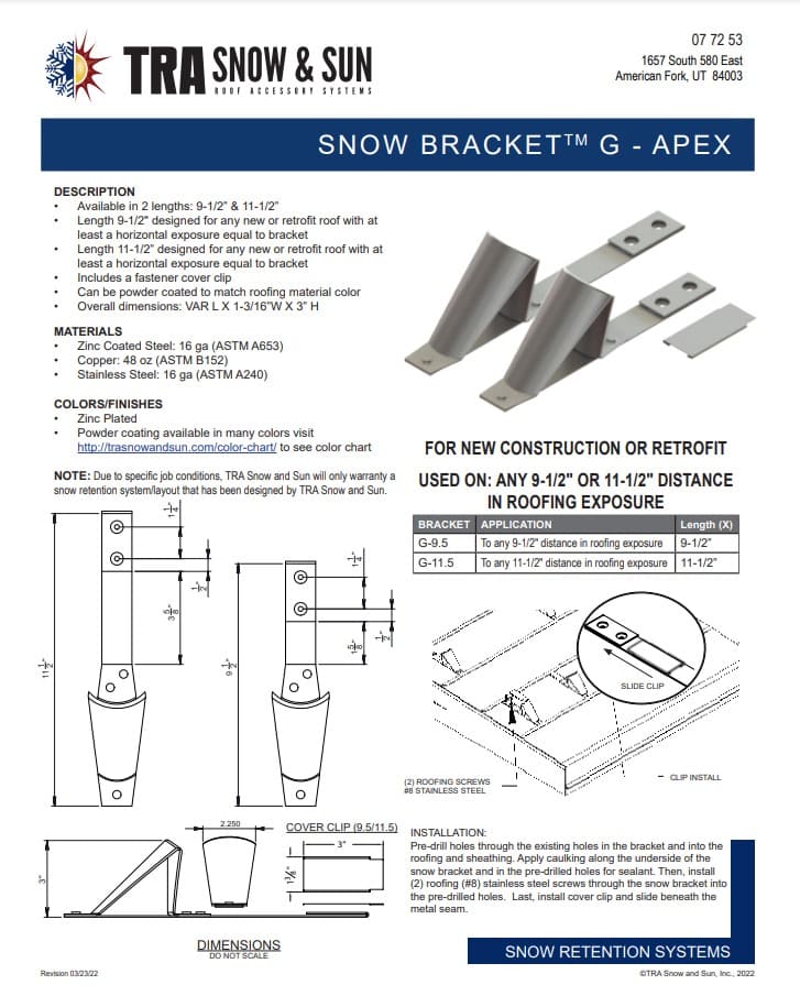 Snow Bracket™ G 9.5-Apex | TRA Snow & Sun