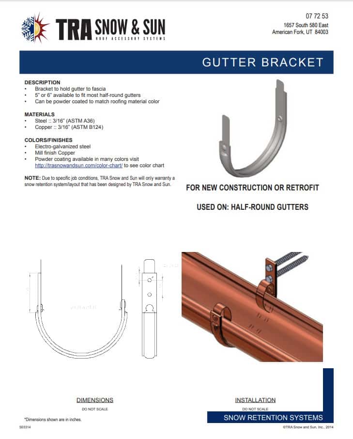 Gutter Bracket | TRA Snow & Sun