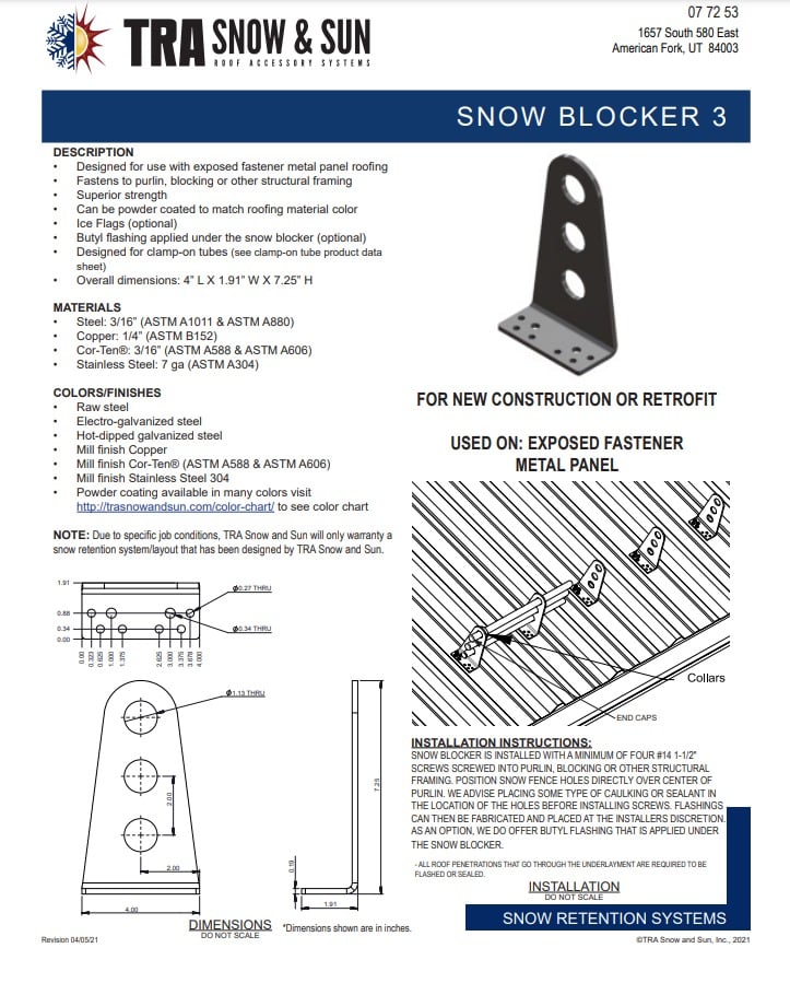 Snow Blocker 3 Deck Mount Snow Fence | TRA Snow & Sun
