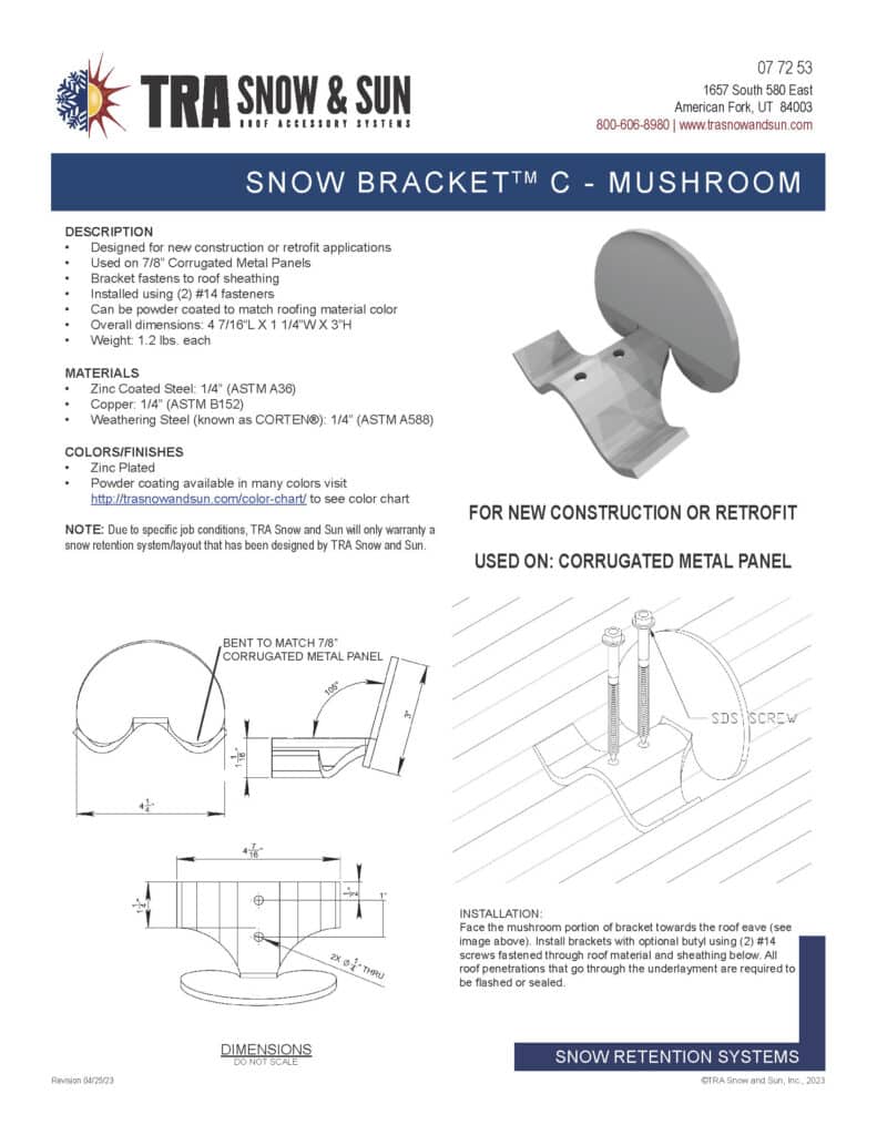 Snow Bracket™ C - Mushroom - TRA Snow & Sun